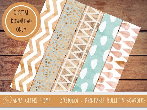 Classroom Bulletin Board Border Boho Nature Bronze Pattern | Etsy