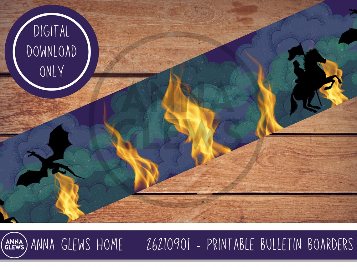 Classroom Bulletin Board Border Dungeon Dragon Knight Pattern | Etsy