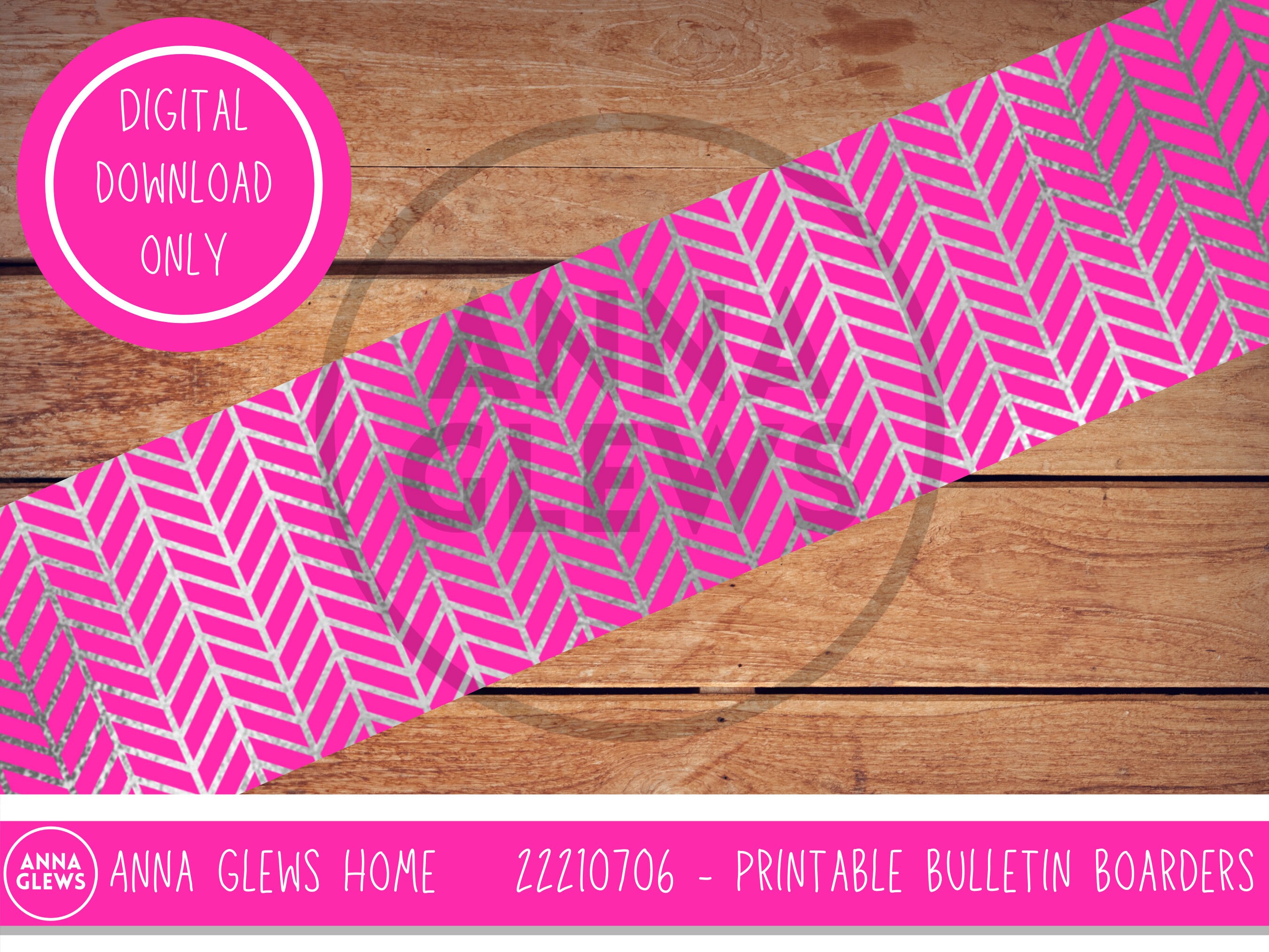 Classroom Bulletin Board Border Silver Pink Geometric Pattern Classroom ...