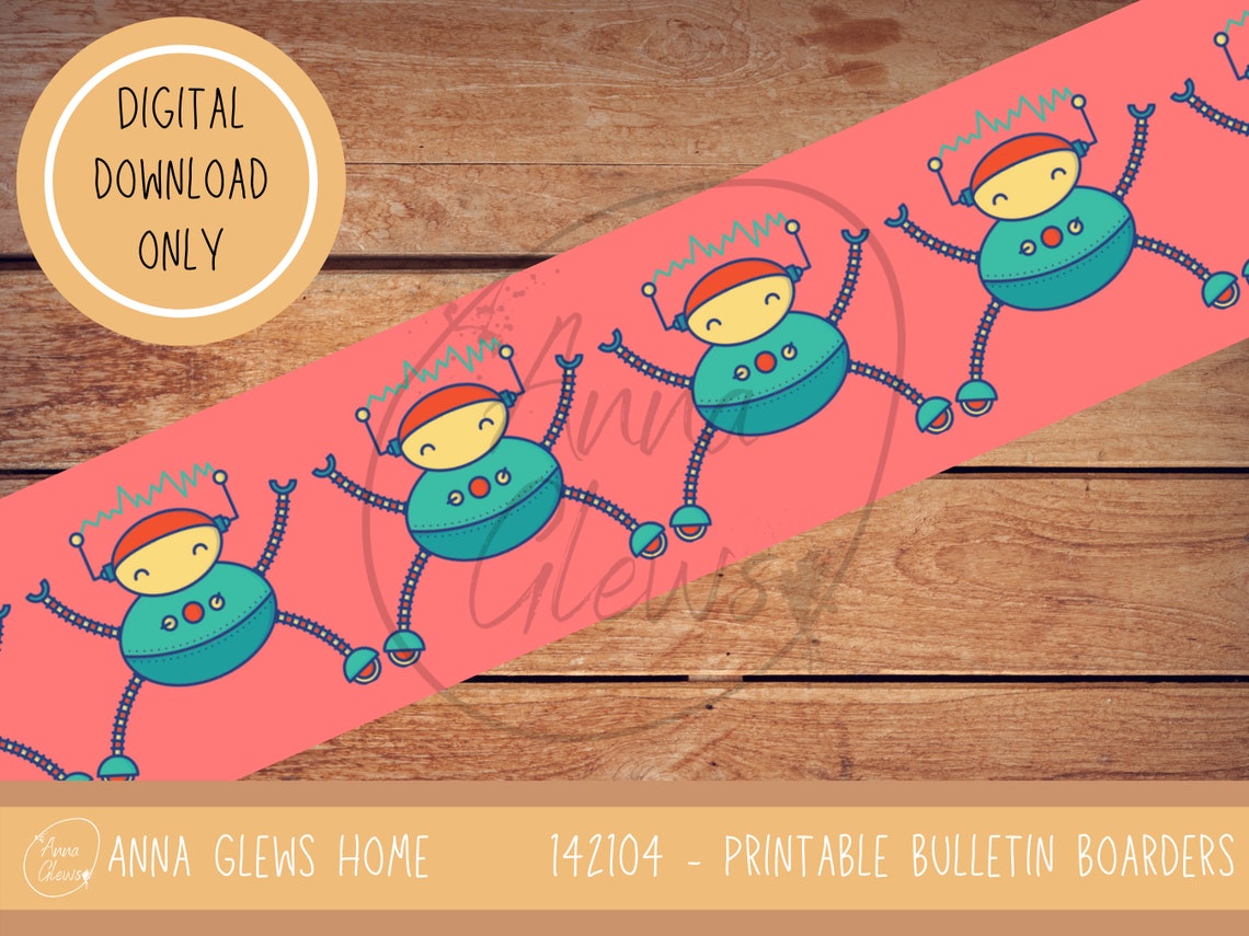 Classroom Bulletin Board Border Robot Pattern, Classroom Decor ...