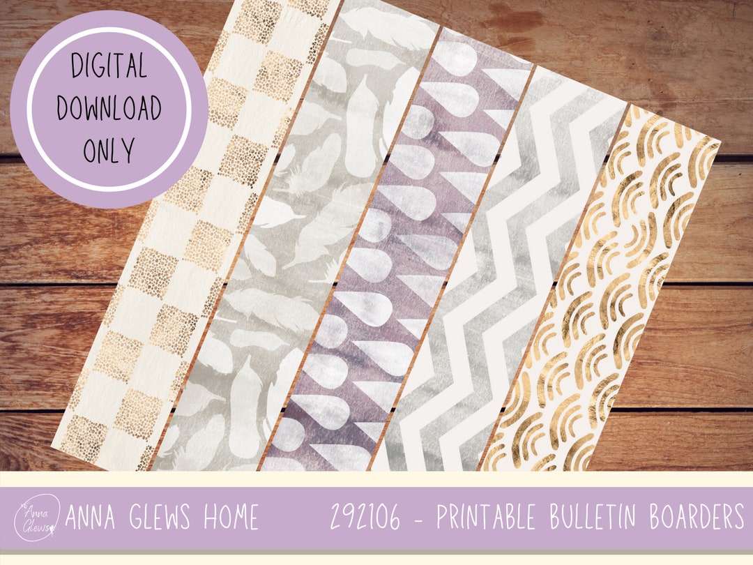 Classroom Bulletin Board Border Boho Nature Purple Gold Pattern ...
