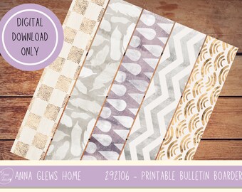 Classroom Bulletin Board Border Boho Nature Purple Gold - Etsy