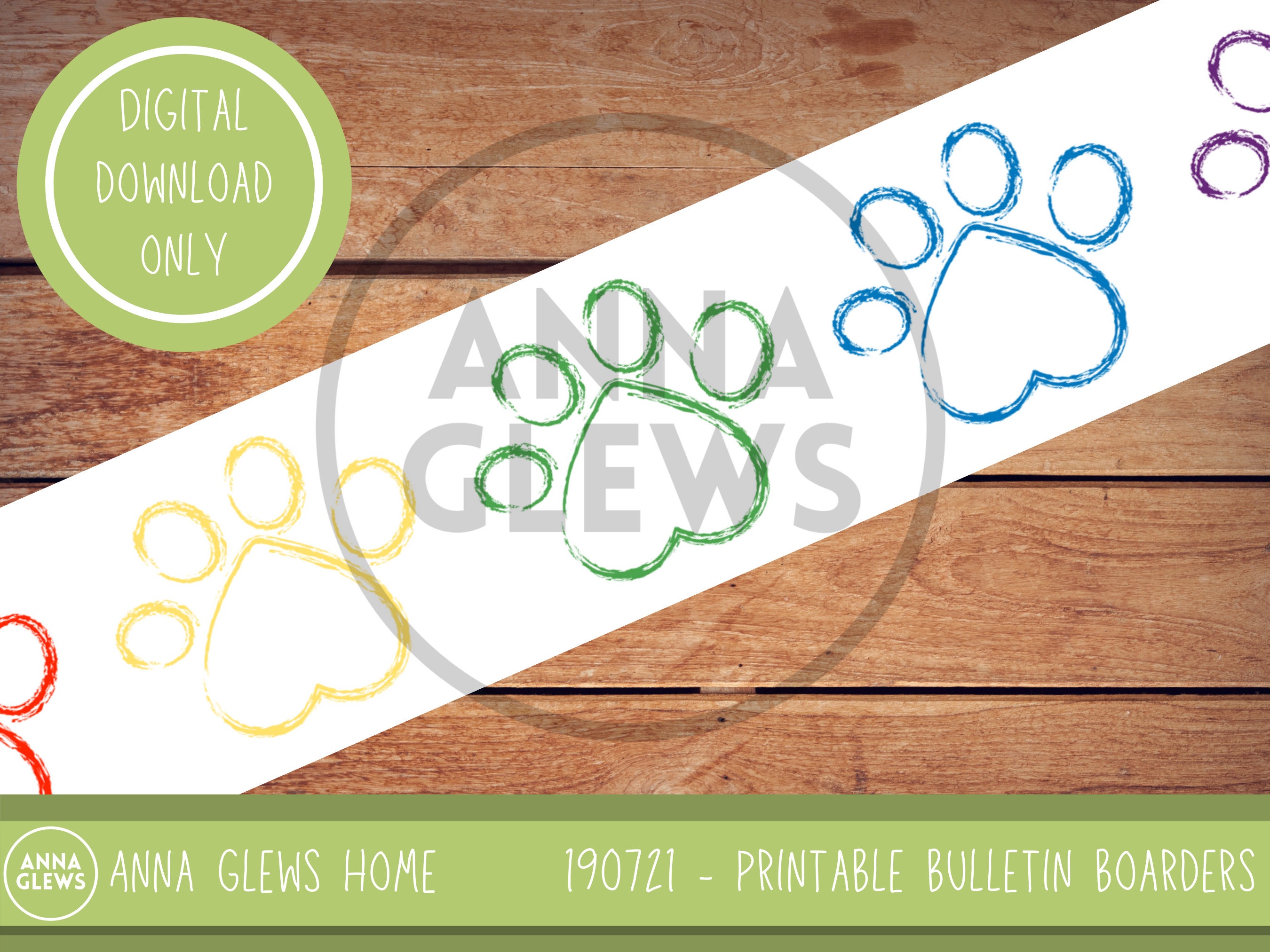 Classroom Bulletin Board Border Rainbow Paw Print Pattern | Etsy