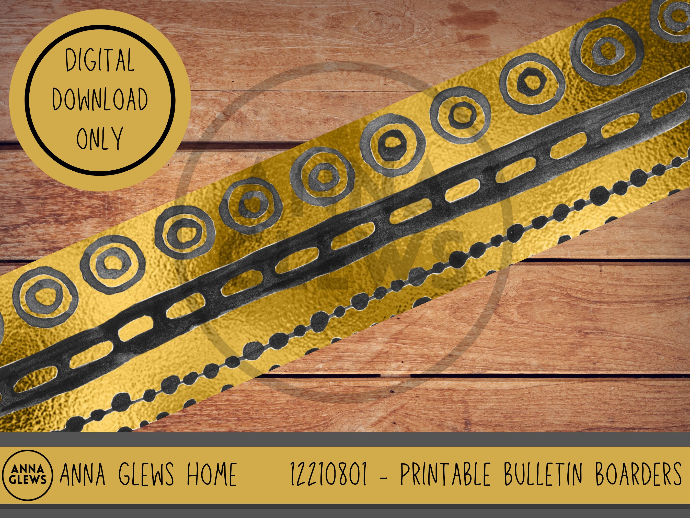 Classroom Bulletin Board Border Nature Gold Boho Pattern - Etsy
