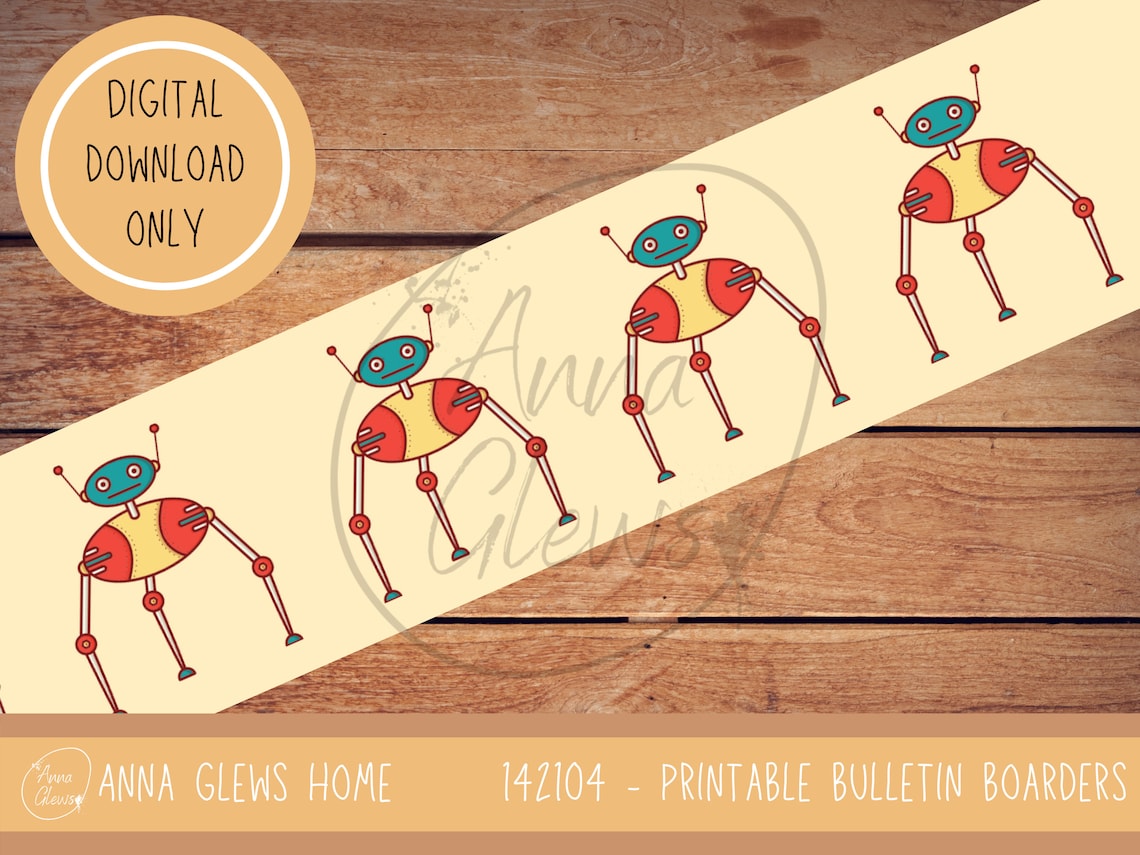 Classroom Bulletin Board Border Robot Pattern, Classroom Decor ...