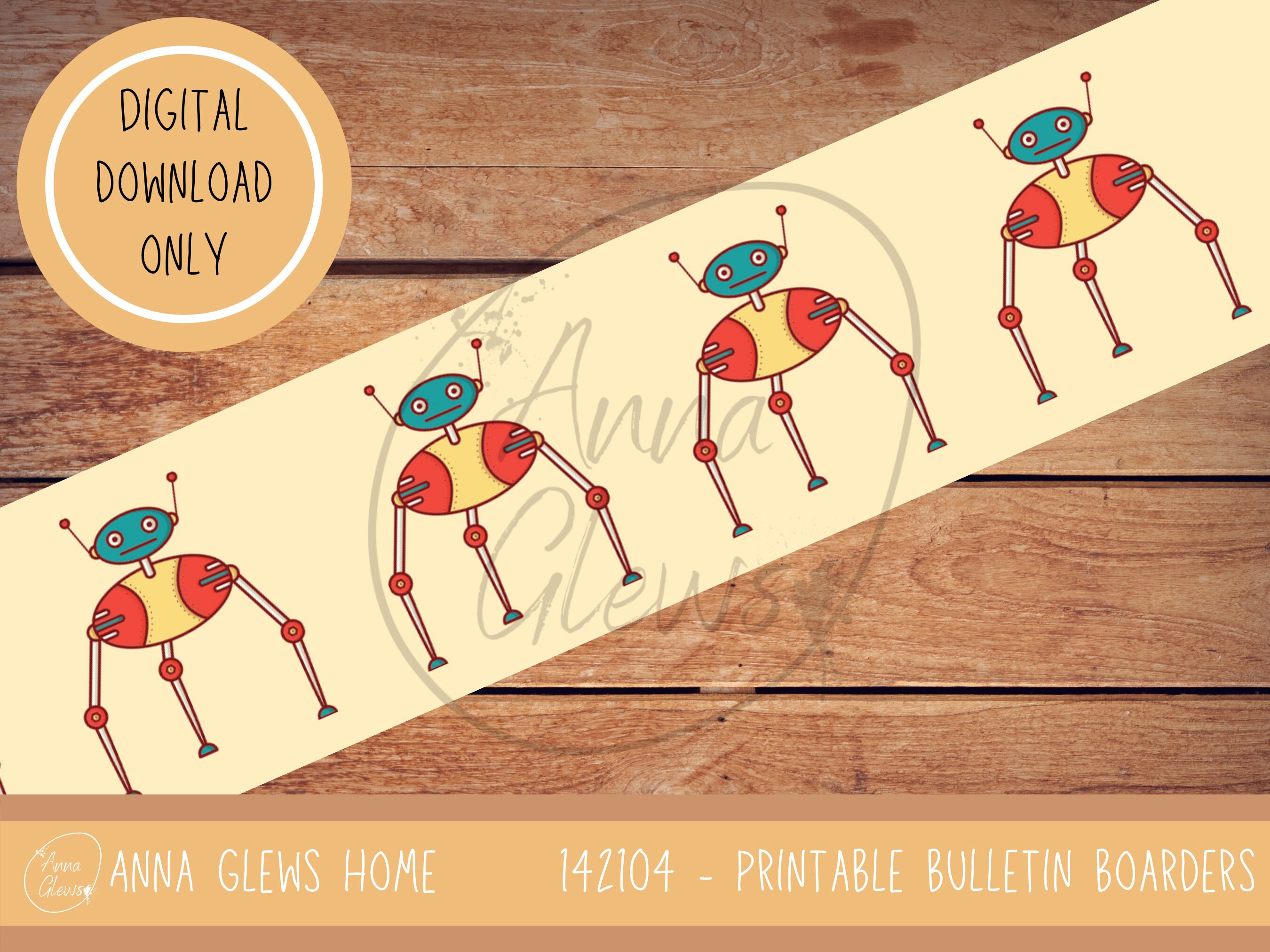 Classroom Bulletin Board Border Robot Pattern, Classroom Decor ...