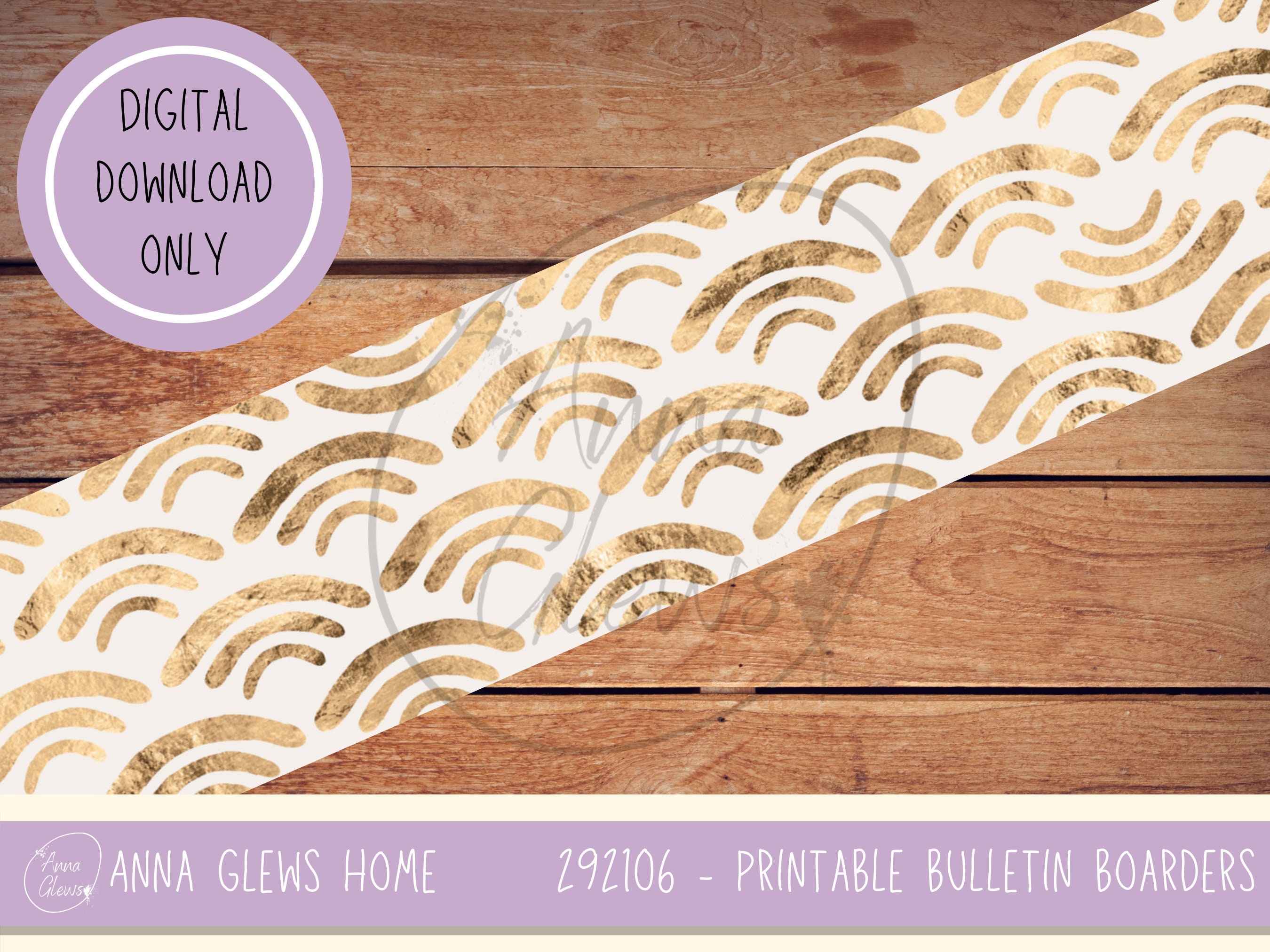 Classroom Bulletin Board Border Boho Nature Purple Gold Pattern ...
