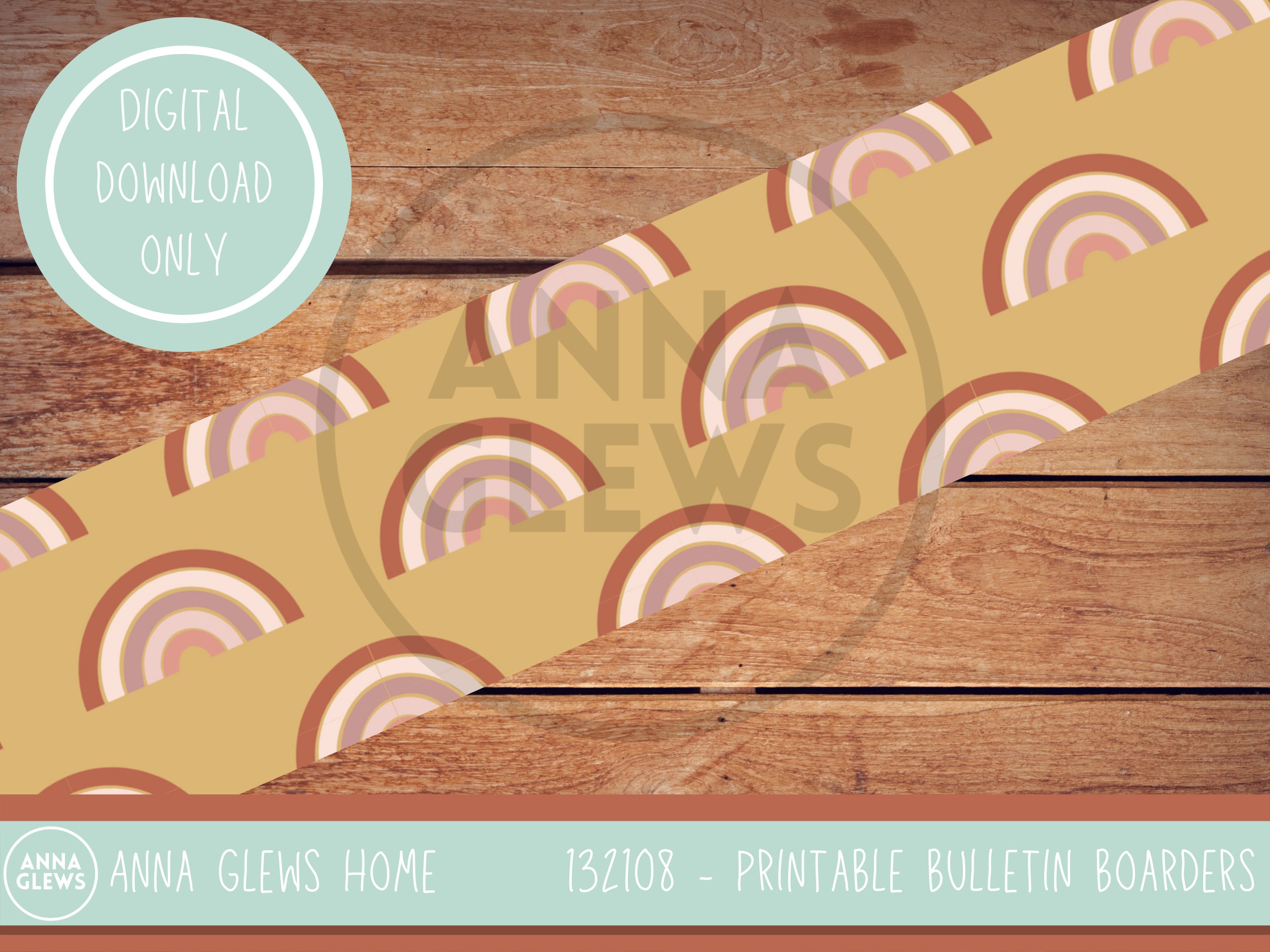 Classroom Bulletin Board Border Modern Boho Rainbow Pattern, Classroom ...