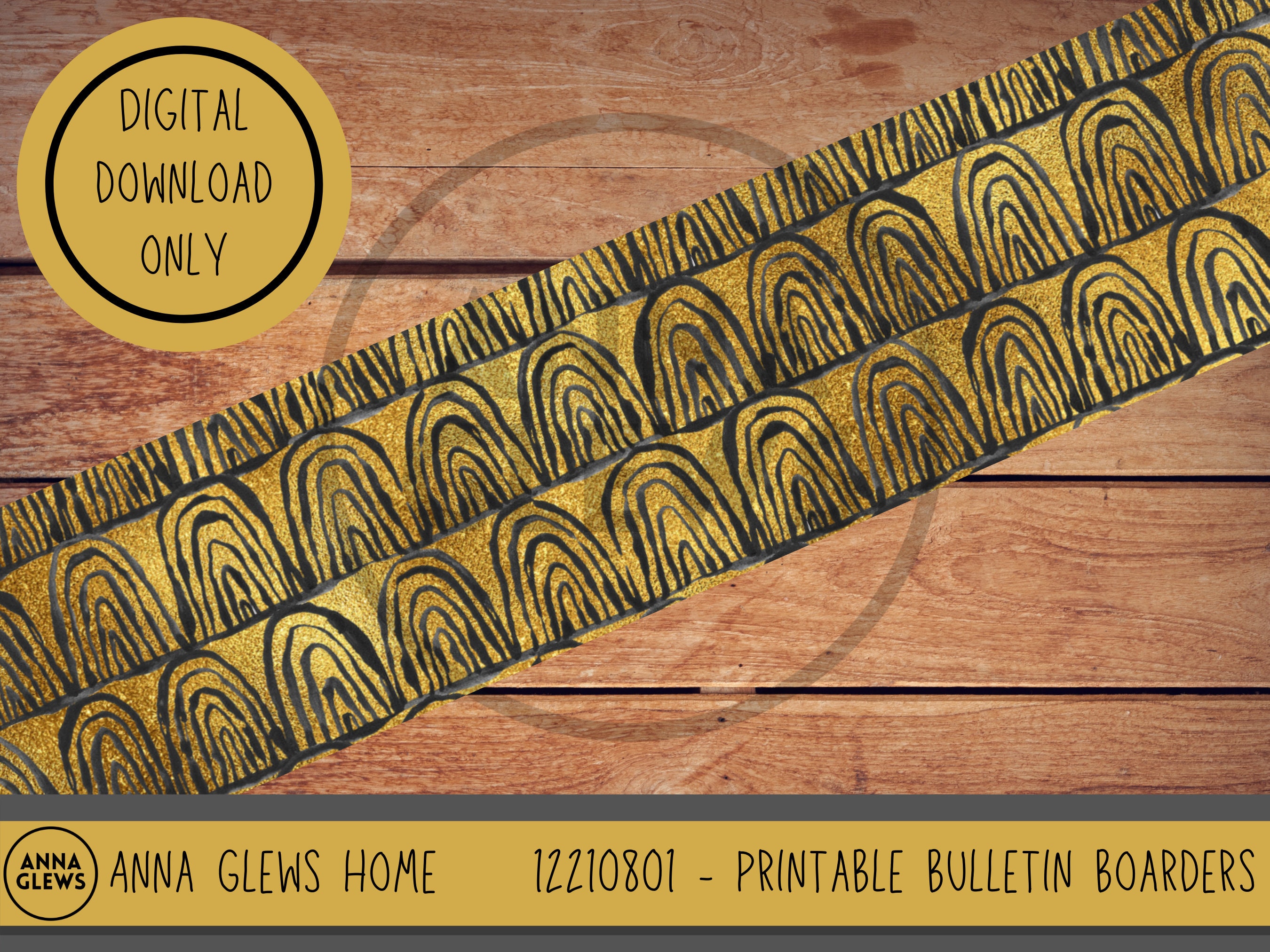 Classroom Bulletin Board Border Nature Gold Boho Pattern - Etsy
