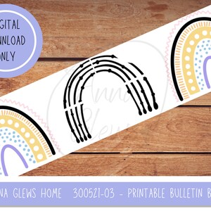 Classroom Bulletin Board Border Pastel Boho Rainbow Pattern Decor Low ...