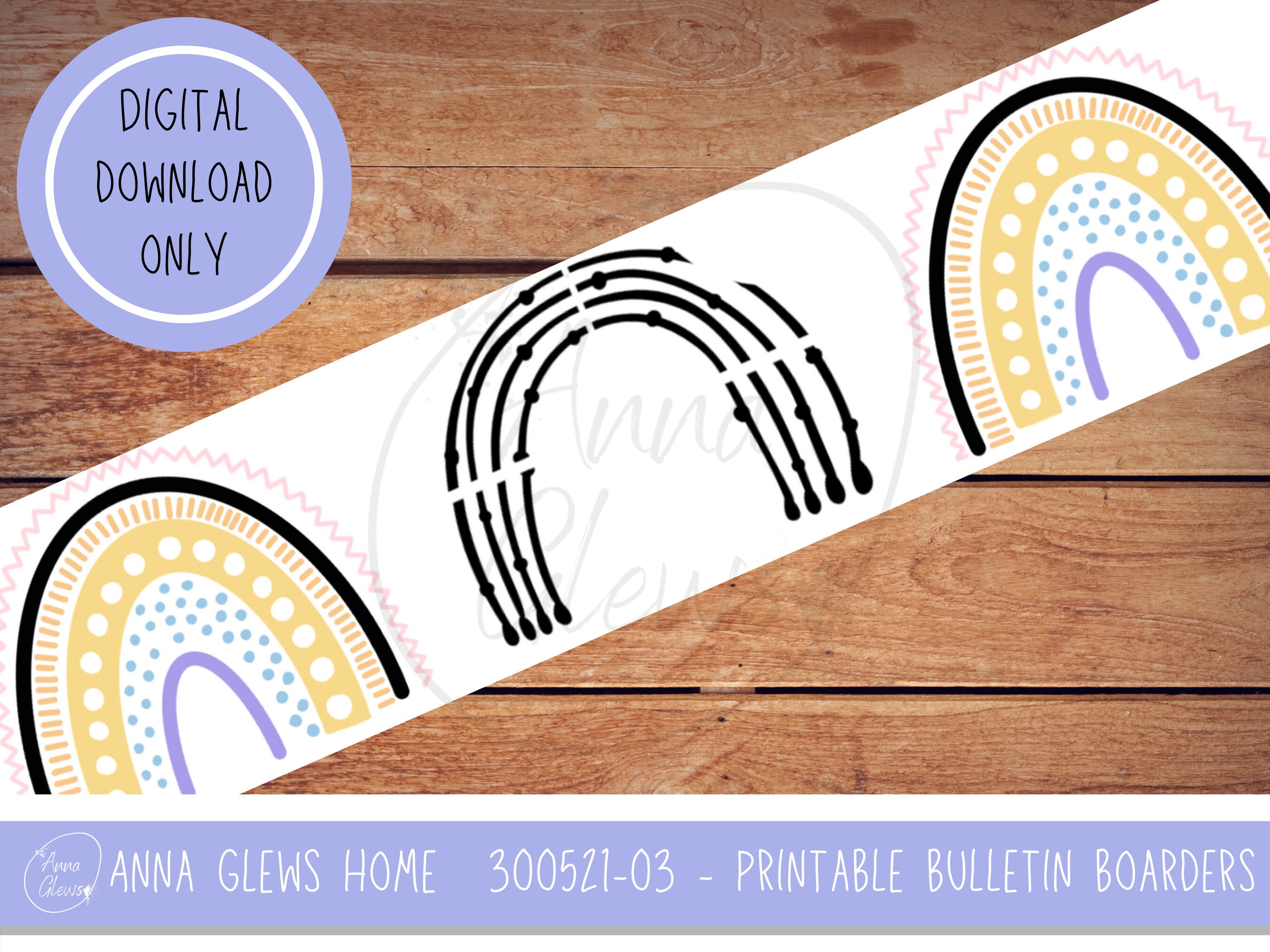 Classroom Bulletin Board Border Pastel Boho Rainbow Pattern Decor Low ...