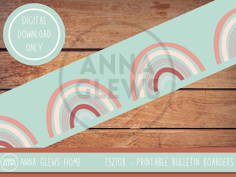 Classroom Bulletin Board Border Modern Boho Rainbow Pattern, Classroom ...