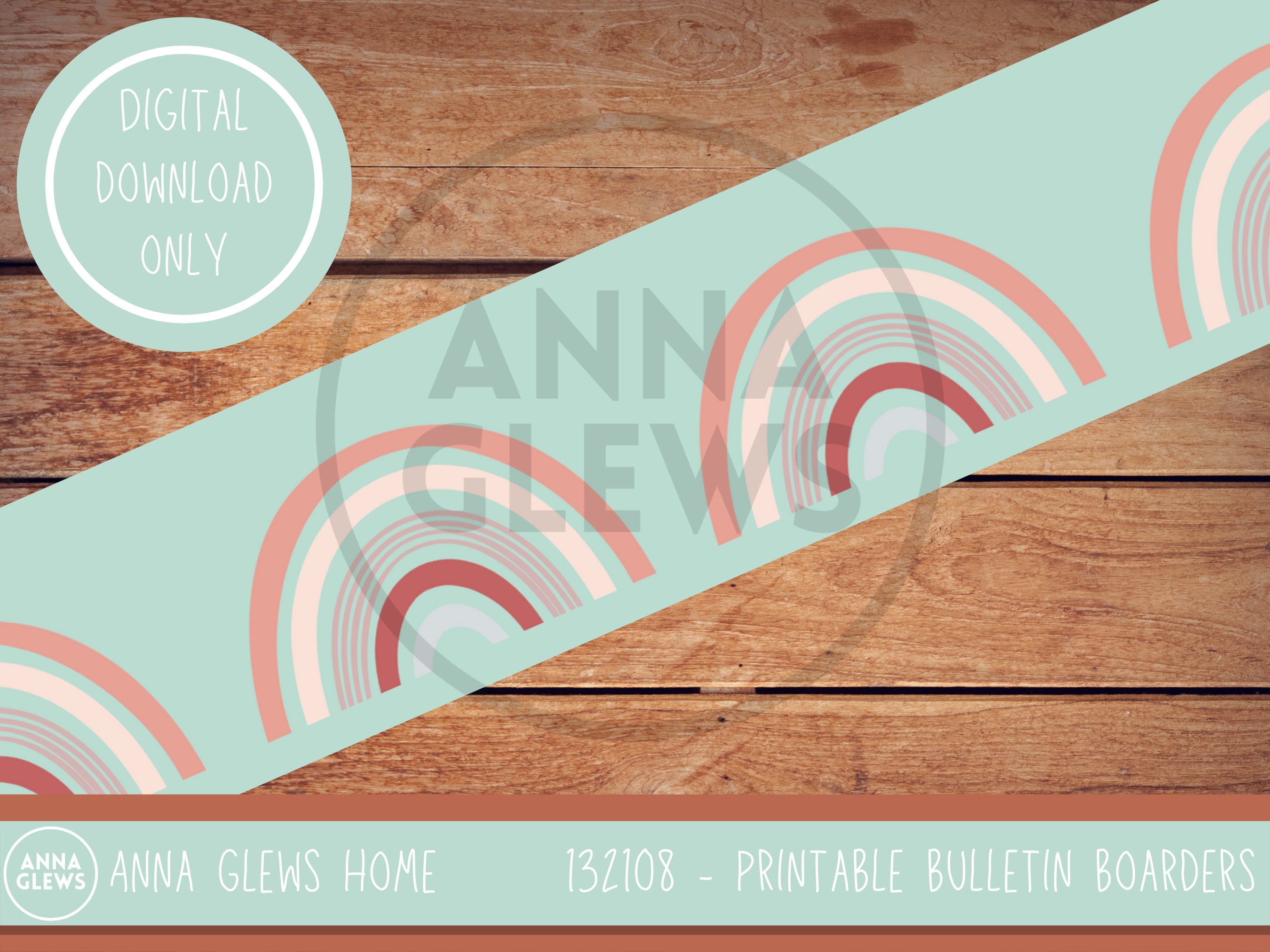 Classroom Bulletin Board Border Modern Boho Rainbow Pattern, Classroom ...
