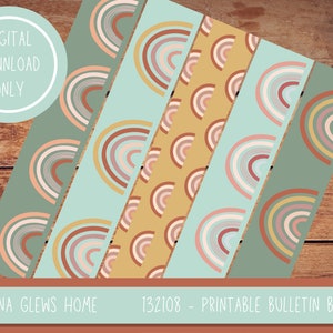 Classroom Bulletin Board Border Modern Boho Rainbow Pattern, Classroom ...