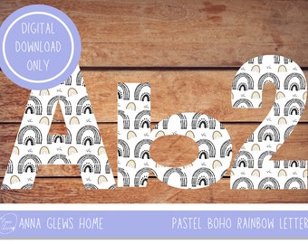 Classroom Bulletin Board Display Letters & Numbers Pastel Boho | Etsy