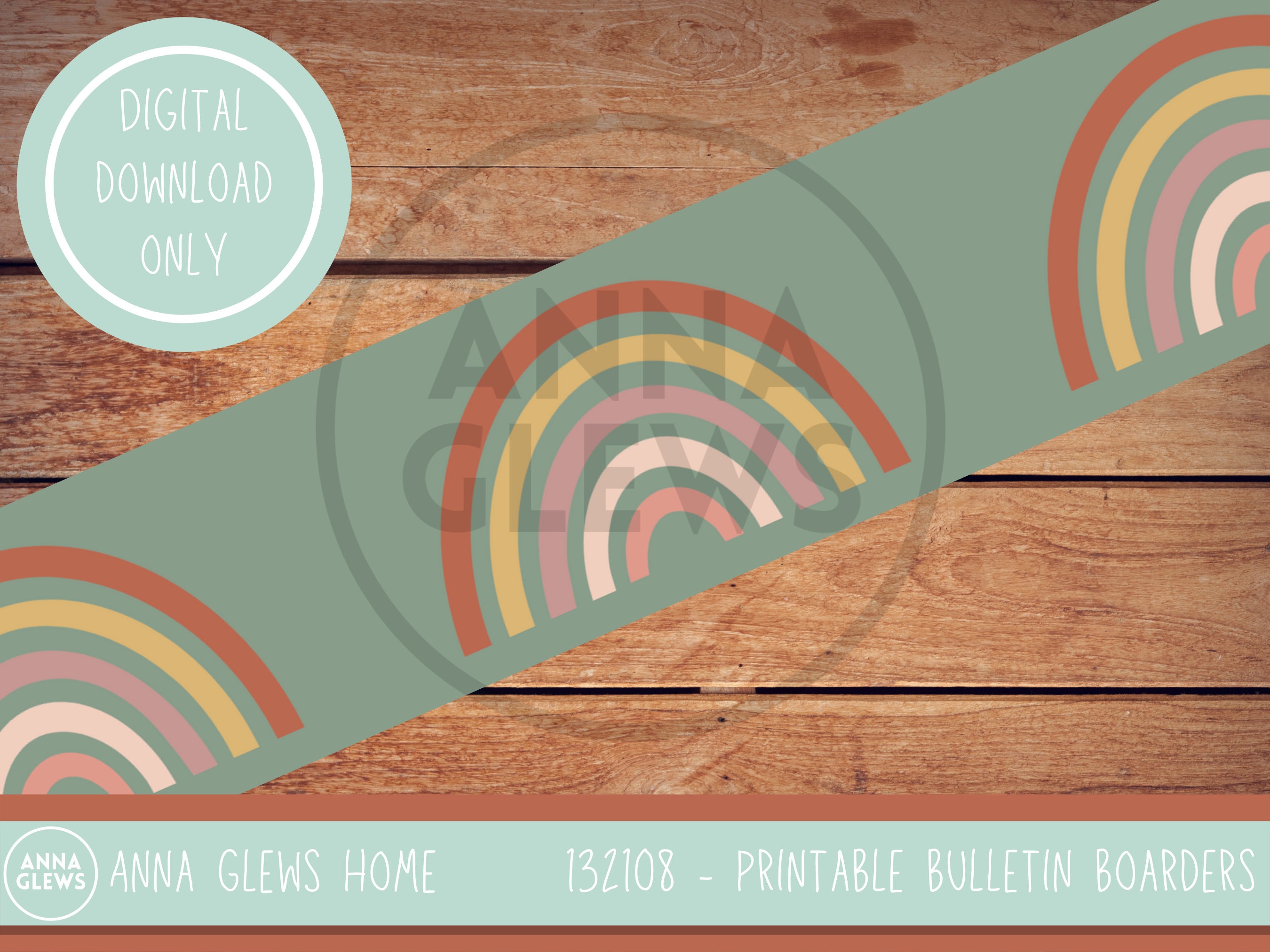 Classroom Bulletin Board Border Modern Boho Rainbow Pattern, Classroom ...