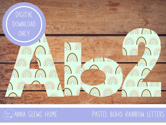 Classroom Bulletin Board Display Letters & Numbers Pastel Boho | Etsy ...