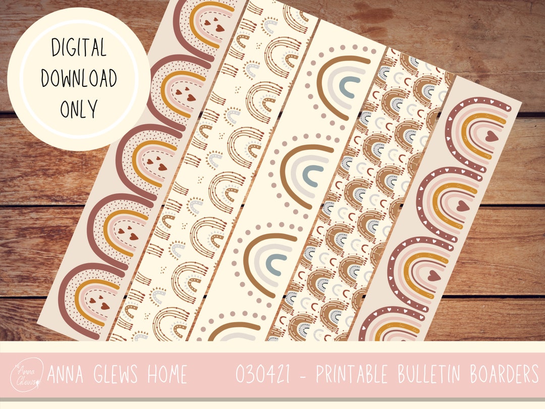 Classroom Bulletin Board Border Boho Rainbow Pattern, Classroom Decor ...
