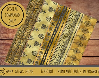 Classroom Bulletin Board Border Nature Gold Eclectic Pattern - Etsy