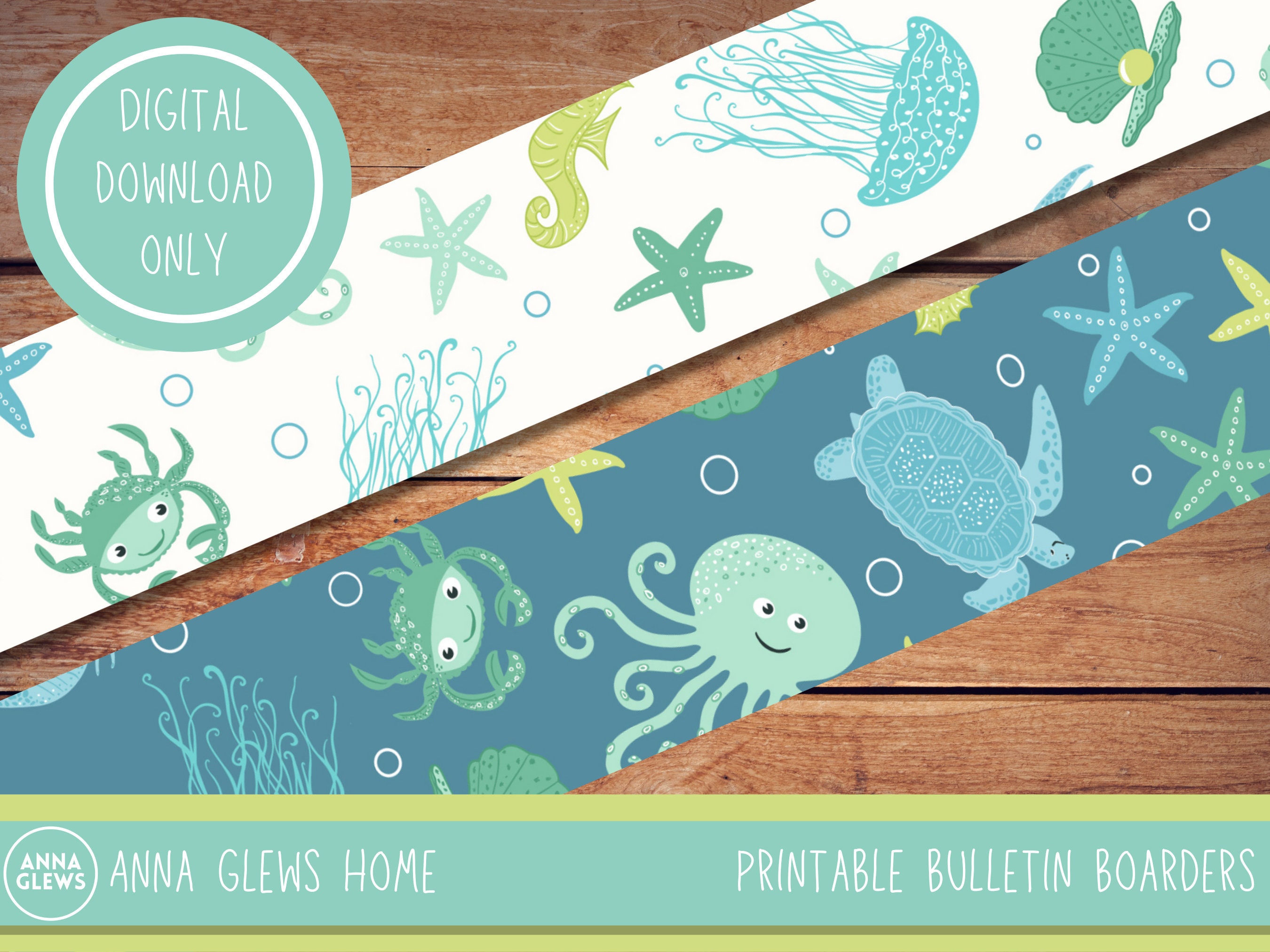 Classroom Bulletin Board Border Junior Under the Sea Pattern Double ...