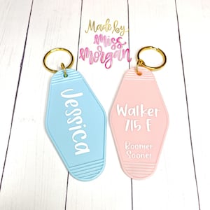 Customizable Dorm Keychain - Motel Style Keychains, Back to School ...