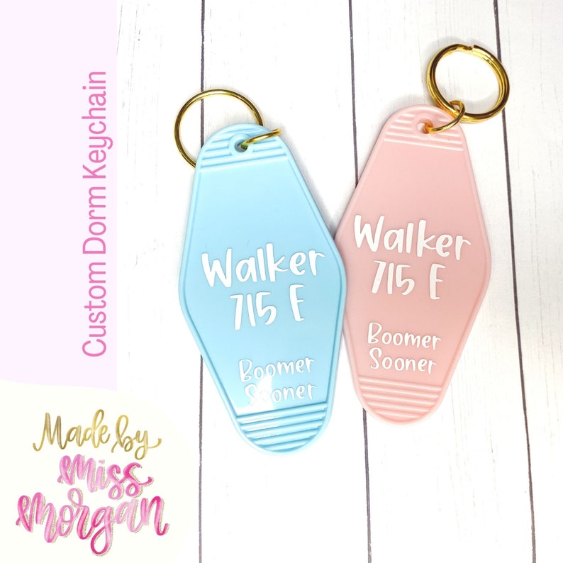 Customizable Dorm Keychain - Motel Style Keychains, Back to School ...