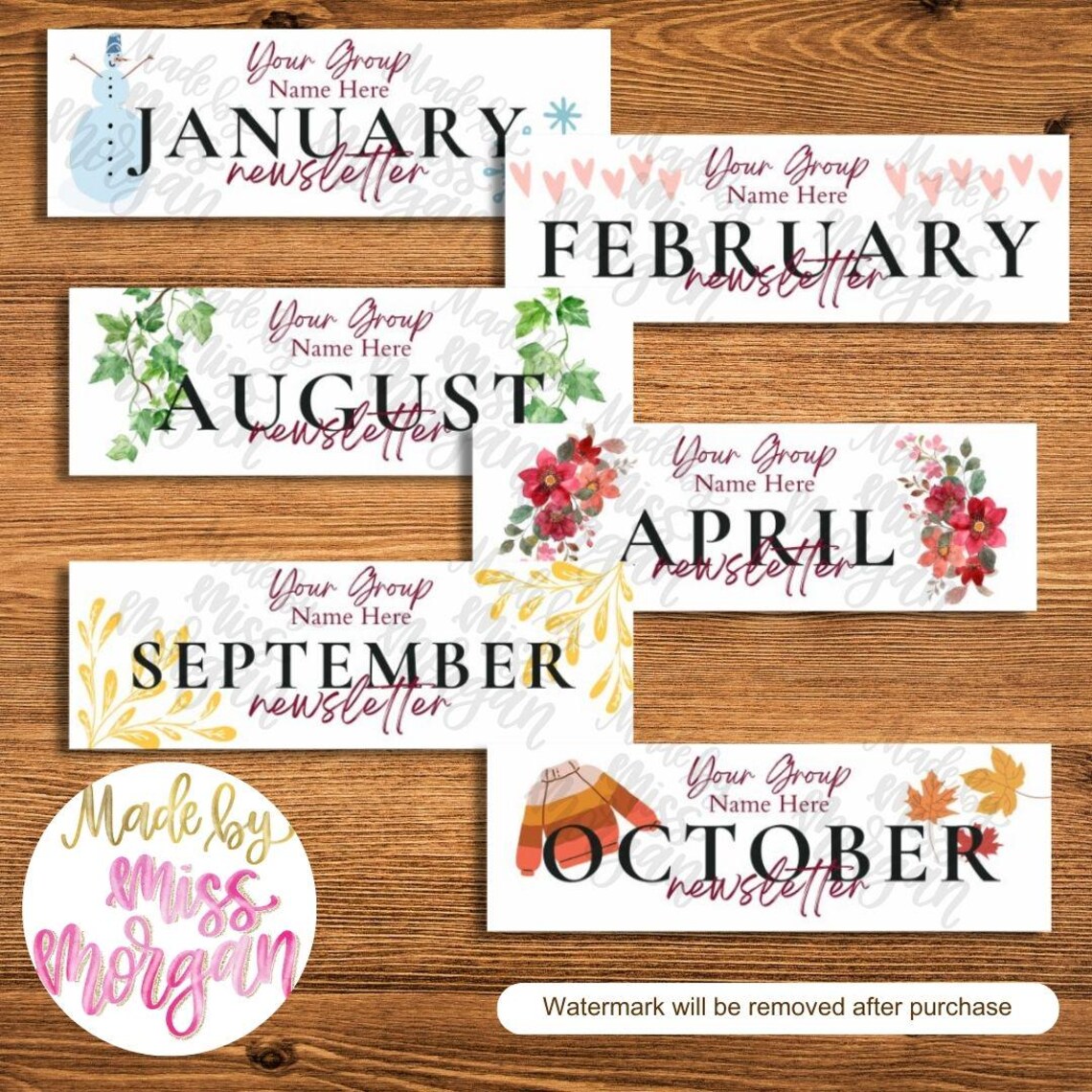 Newsletter Monthly Headers Editable Canva Template- Digital Download ...