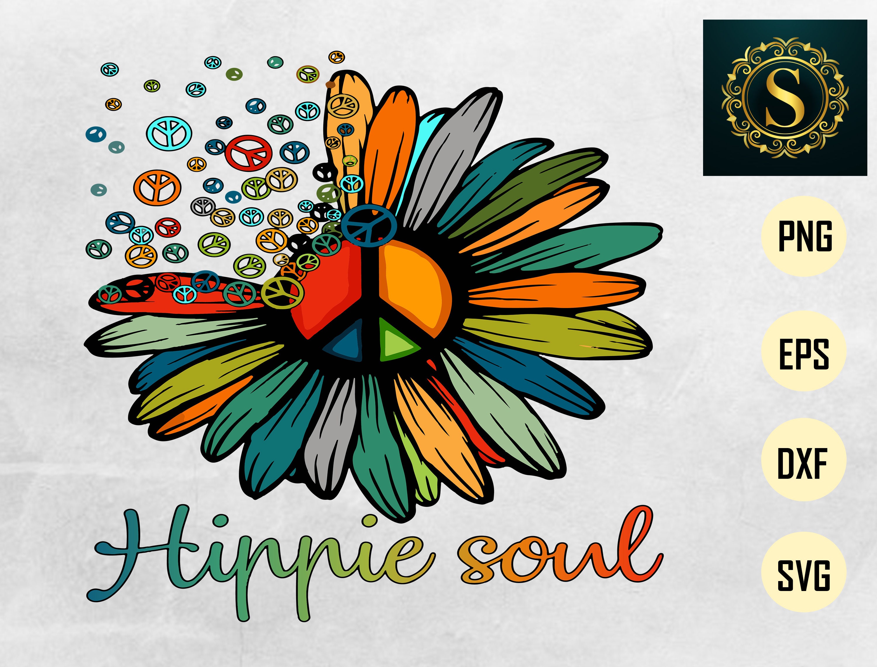 Hippie soul SVG Flower svg Flower Lovers Svg Colorful Peace | Etsy