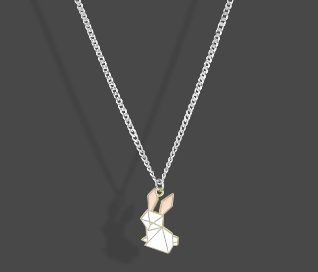 Papercraft Bunny Rabbit Stainless Steel Pendant Necklace - Etsy