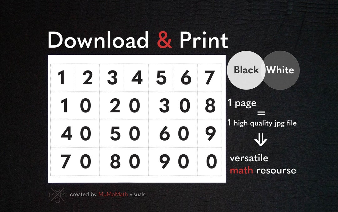Number Cards | Black & White | Versatile Math Resource | 19 Number ...