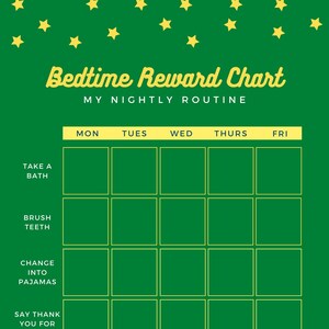 Kids Bedtime Reward Chart PNG Digital Download - Etsy