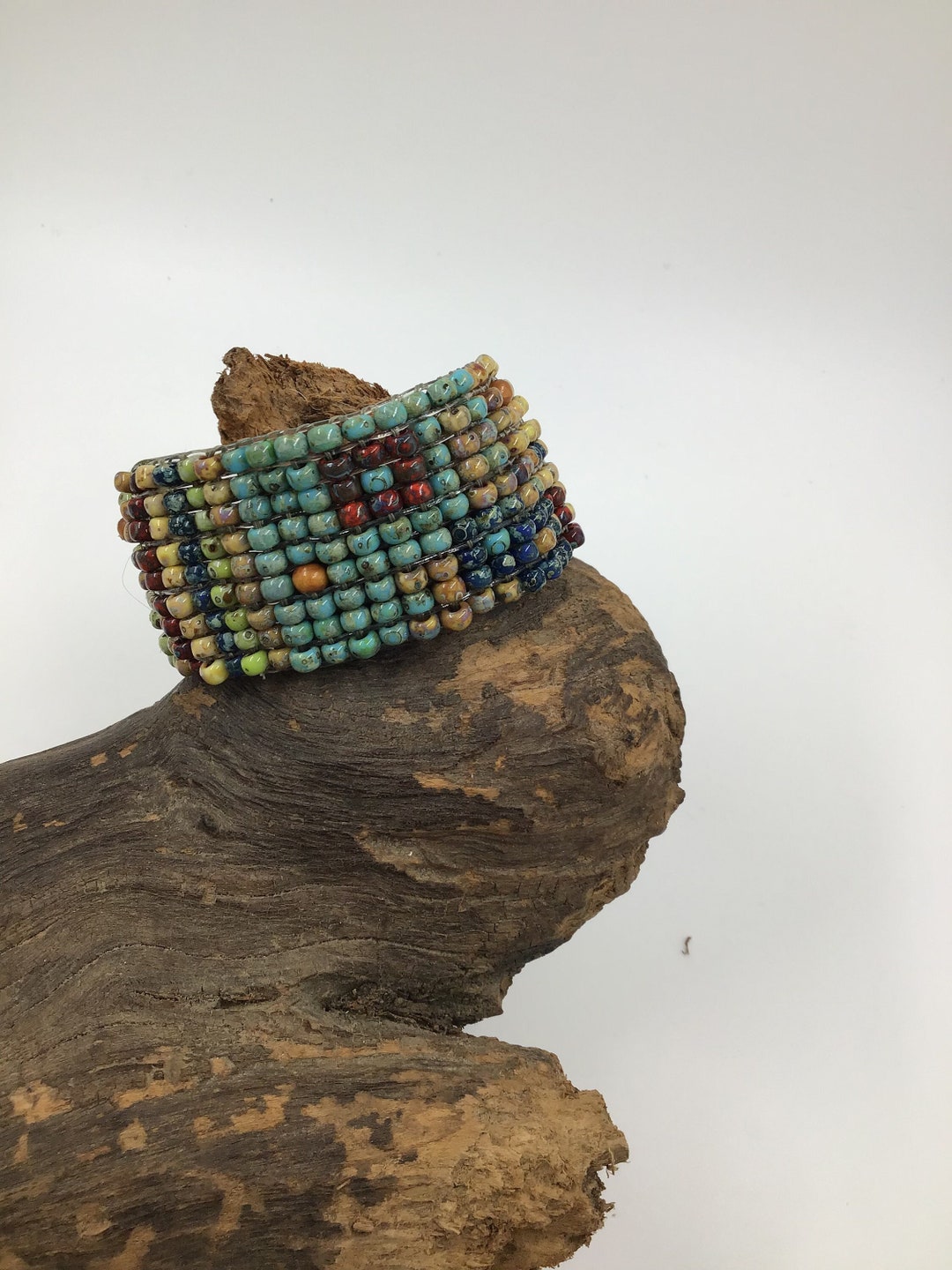 Stretch Bead Bracelet/cuff - Etsy