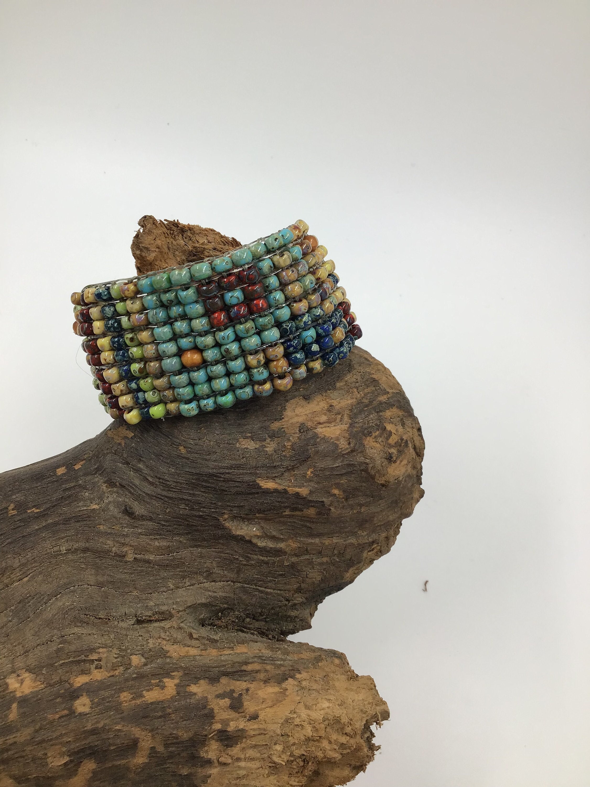 Stretch Bead Bracelet/cuff - Etsy