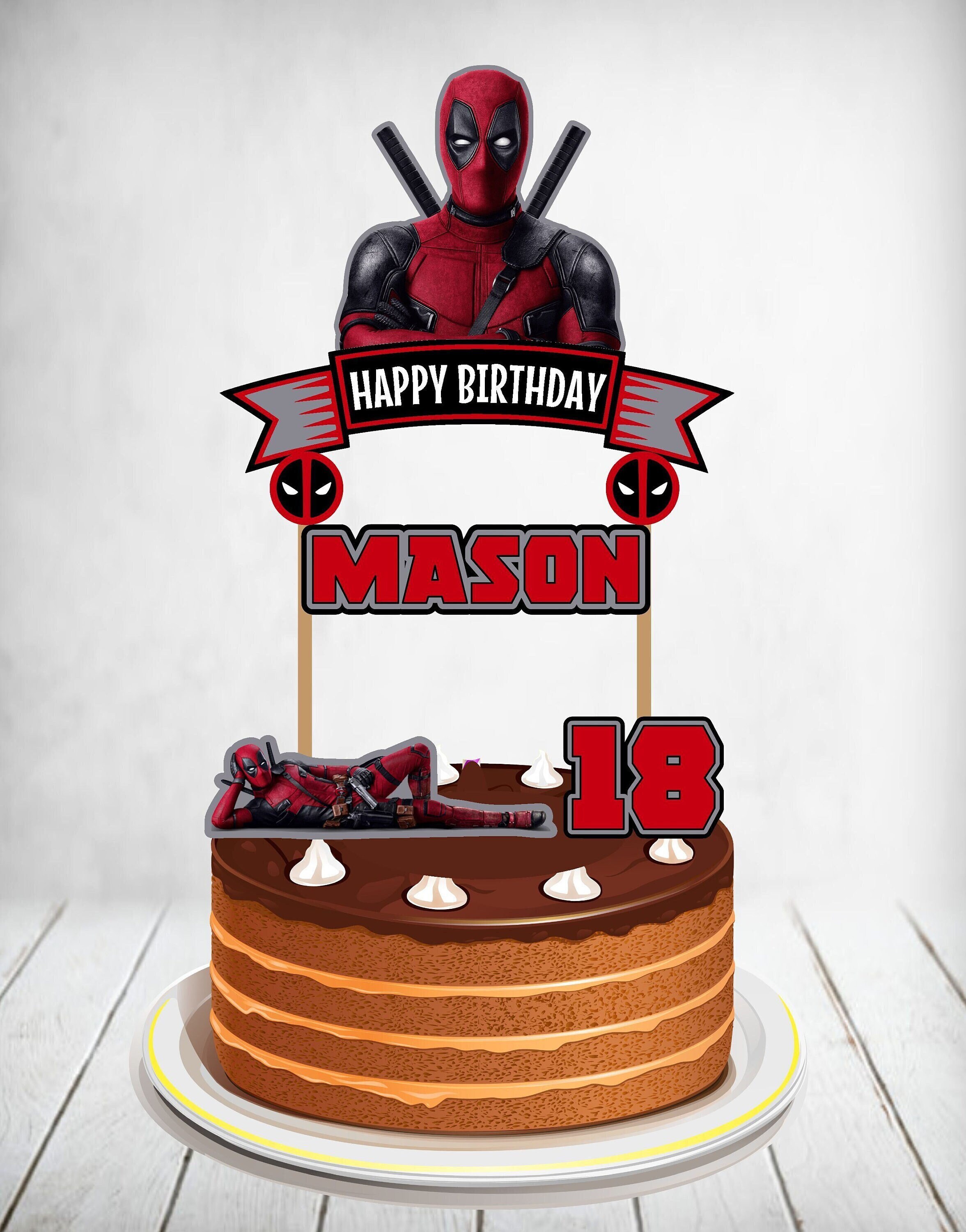 Deadpool Cake Topper Deadpool Banner Deadpool Topper | Etsy