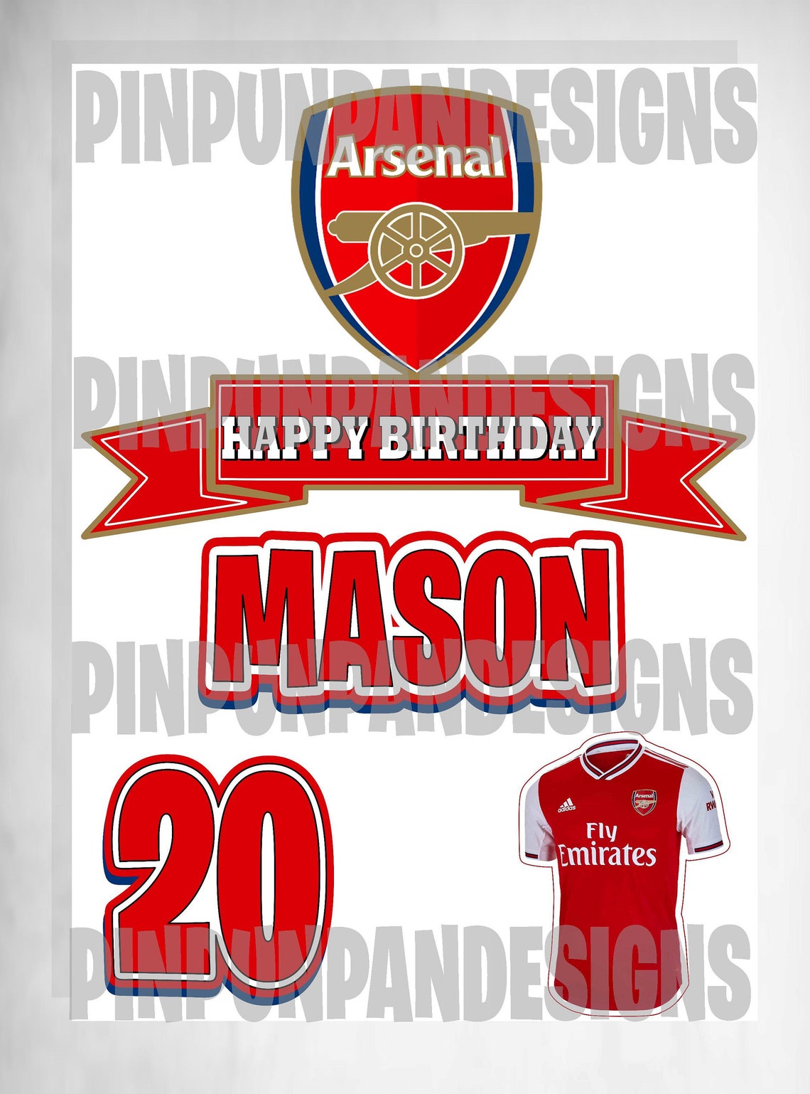 Arsenal Cake Topper Arsenal Banner Arsenal Birthday Arsenal | Etsy