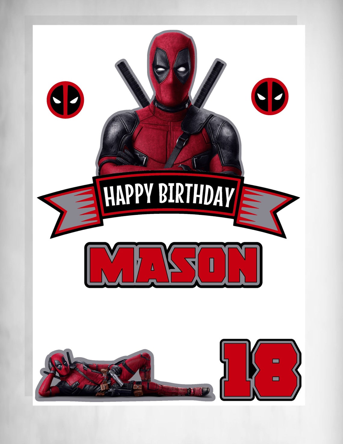 Deadpool Cake Topper Deadpool Banner Deadpool Topper | Etsy