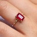 Ruby Stacked Ring, Ruby Ring, Emerald Cut Ruby Ring, 14k Yellow Gold Ring, Sterling Silver Ring ...