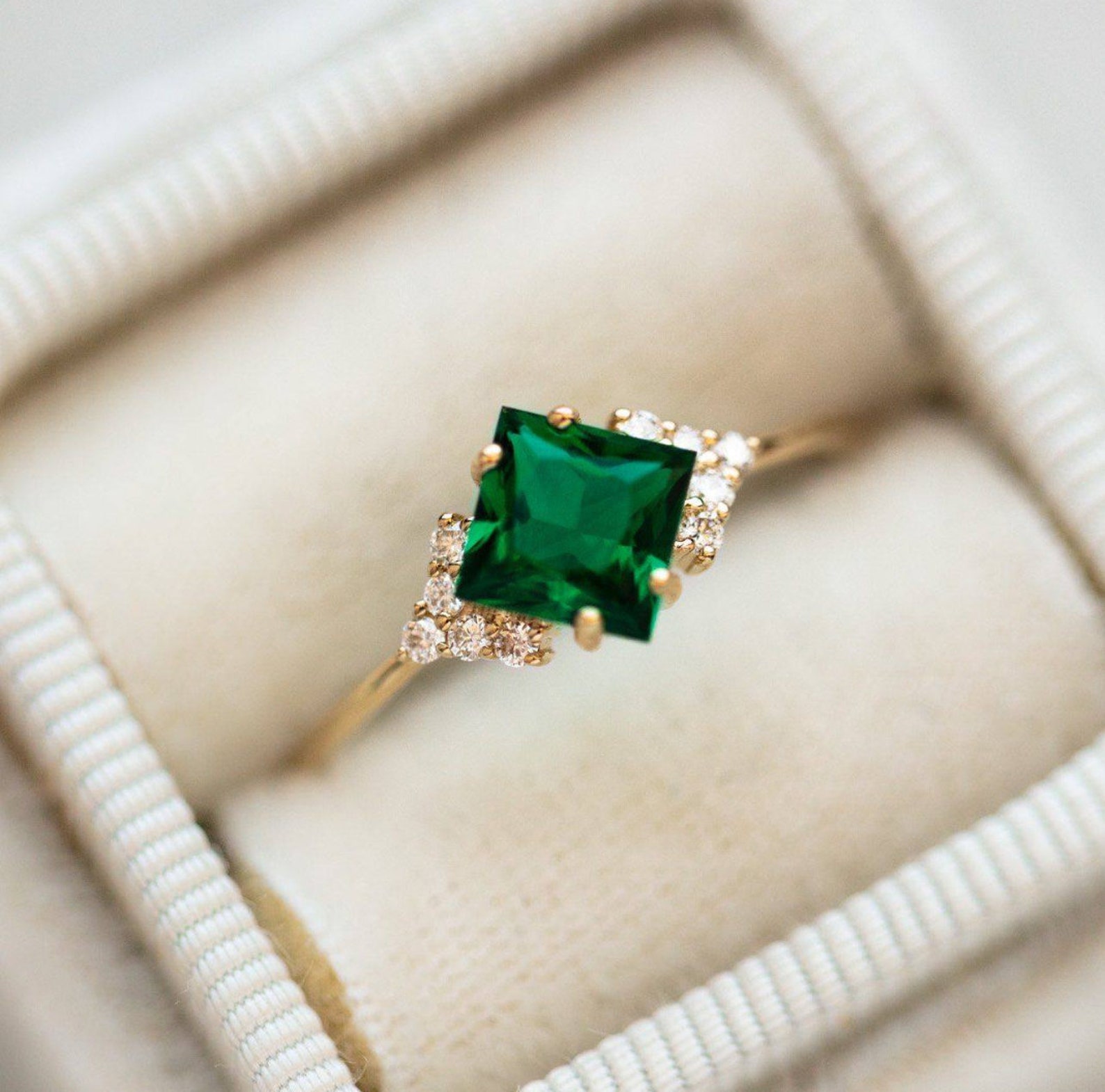 Princess Cut Emerald Ring Green Emerald Ring Promise Ring - Etsy