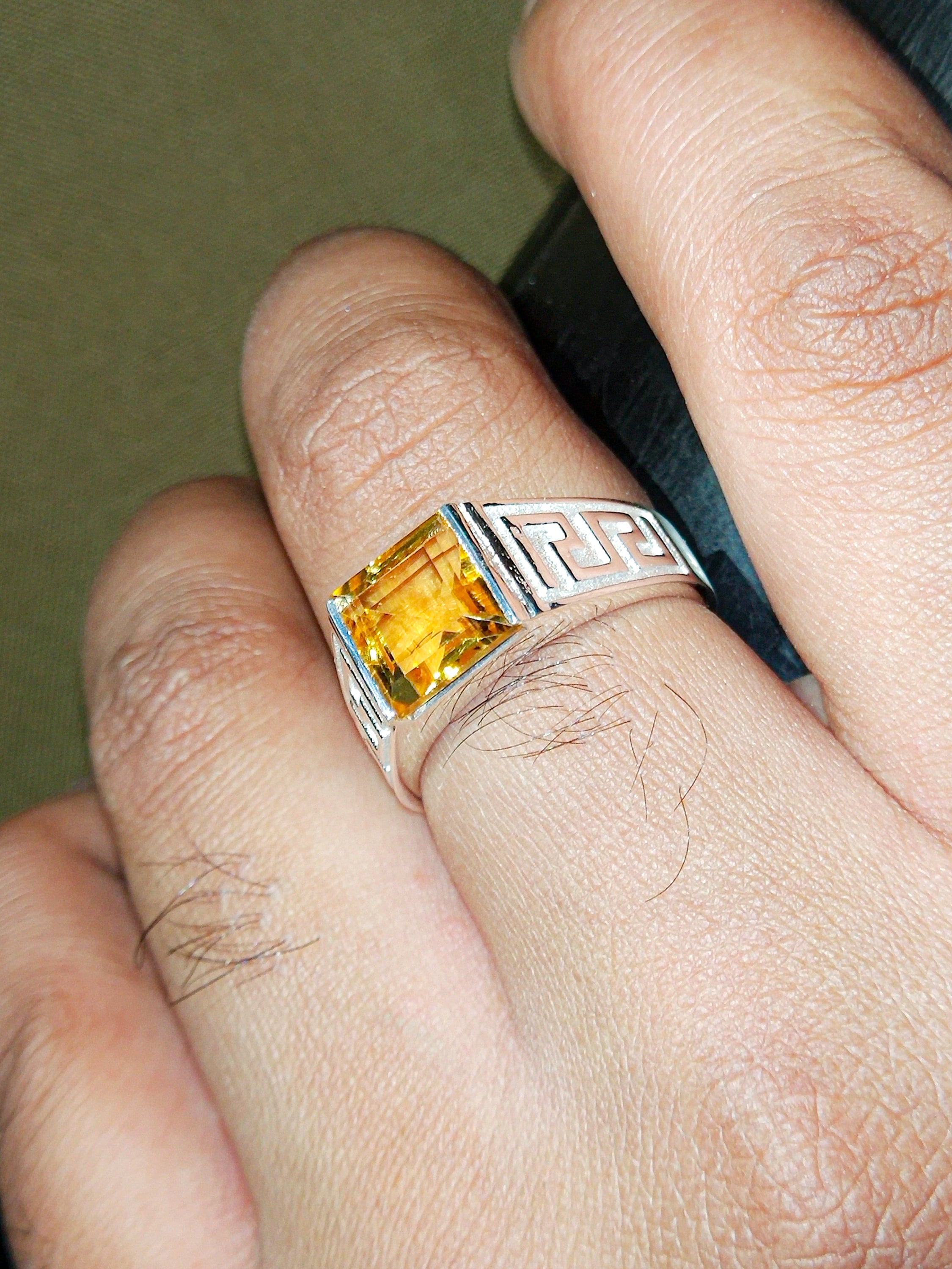 Natural Citrine Men's Ring Sterling Silver Citrine Ring - Etsy