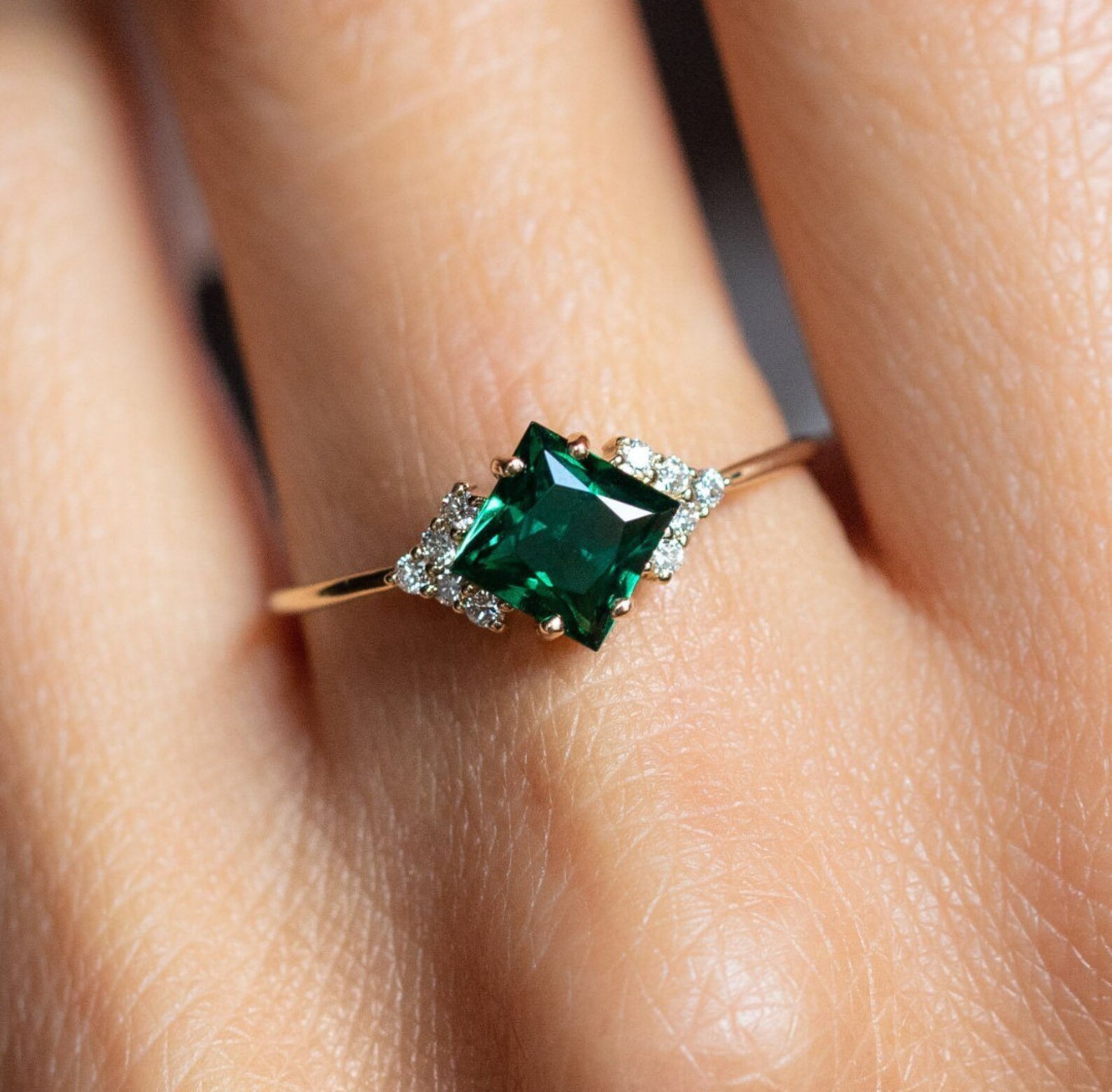 Princess Cut Emerald Ring Green Emerald Ring Promise Ring - Etsy