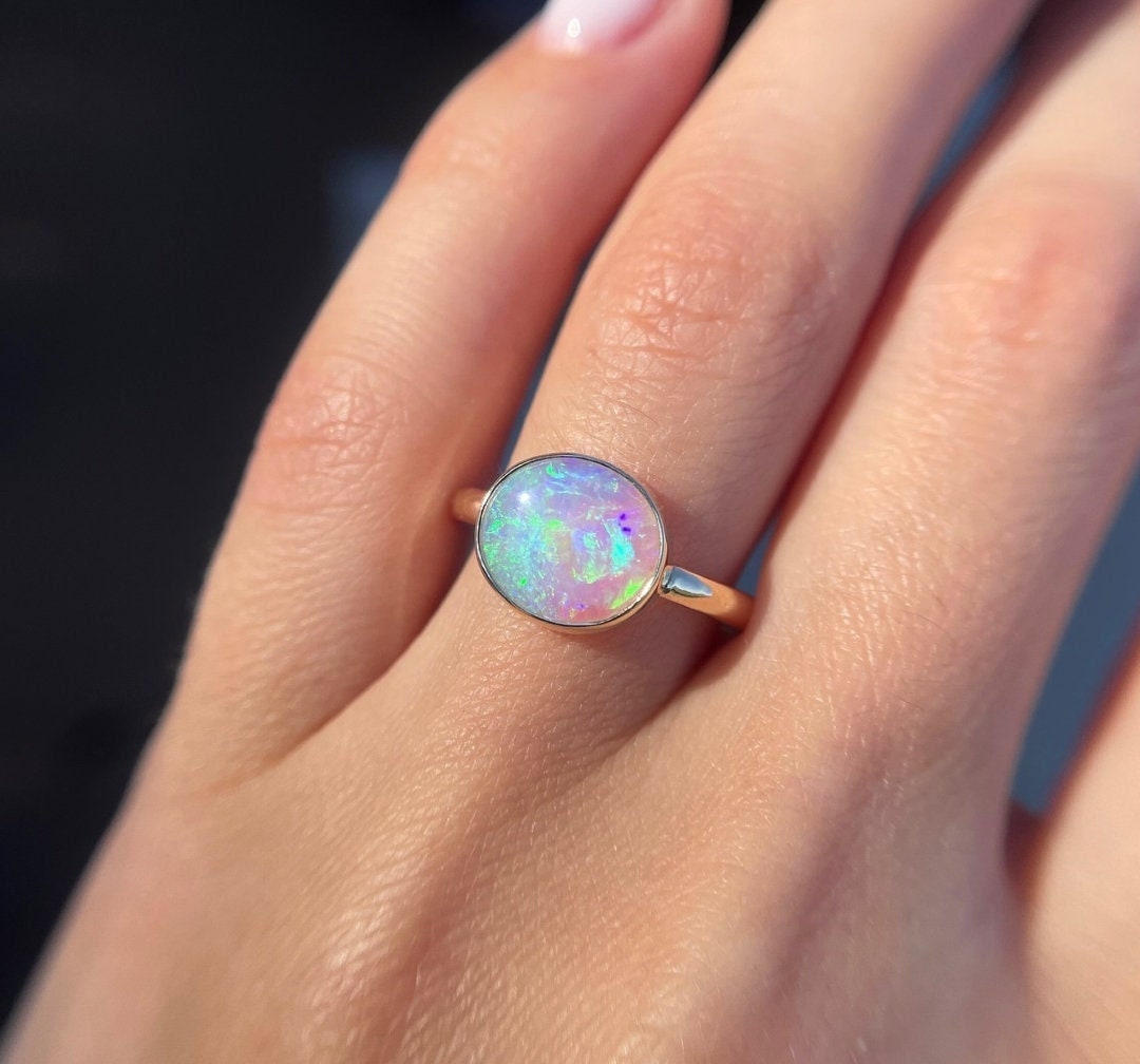Natural Opal Ring Ethiopian Opal Ring Gold Opal Ring Women Silver Opal ...
