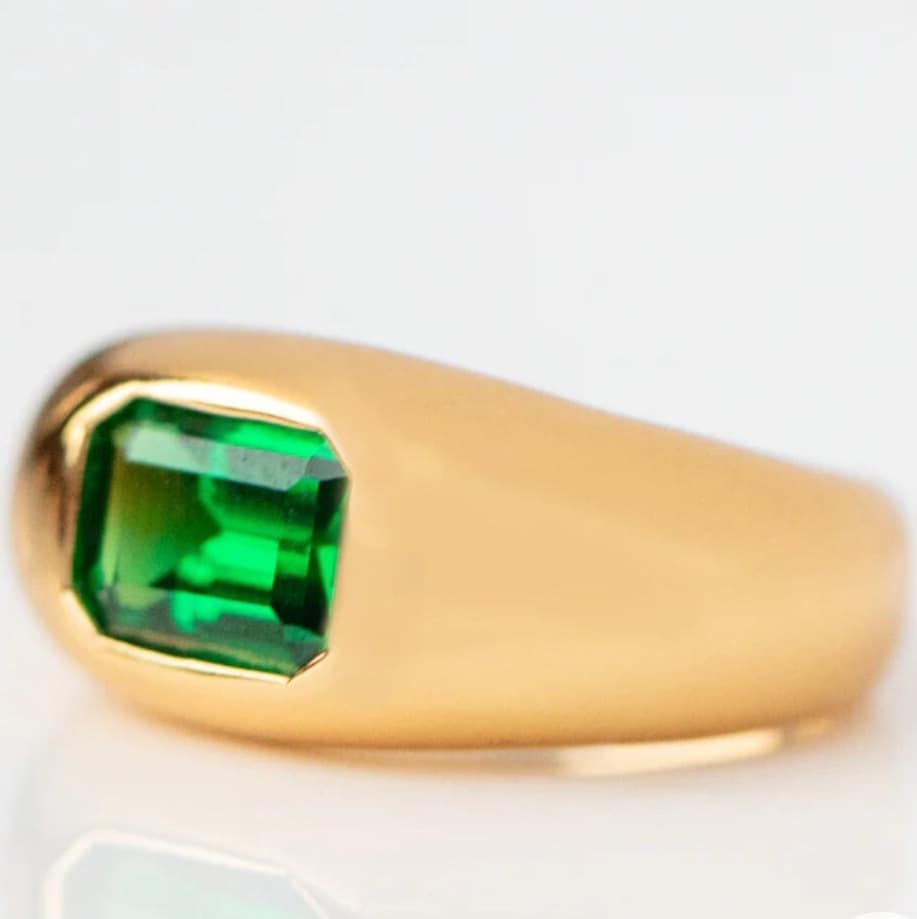 Emerald Signet Ring for Women Vintage Emerald Ring 14ct Gold Emerald ...