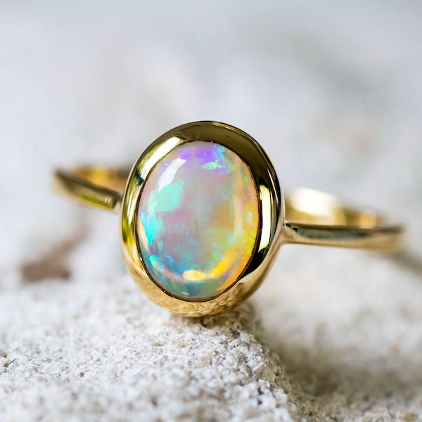 Simple Opal Ring - Etsy