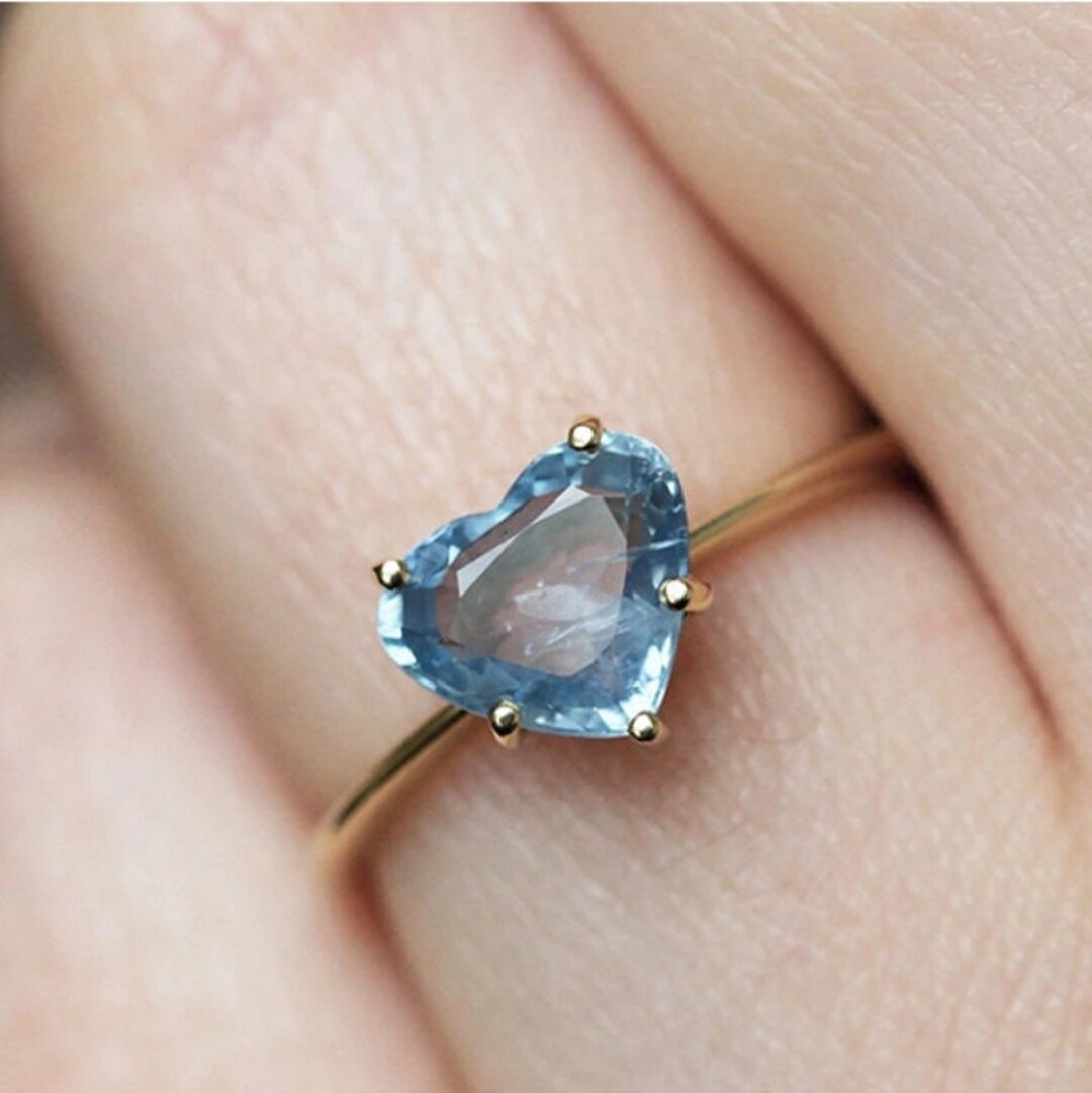 Molly Heart Sapphire Ring / Blue Heart Ring/ Blue Sapphire Ring/ Silver ...