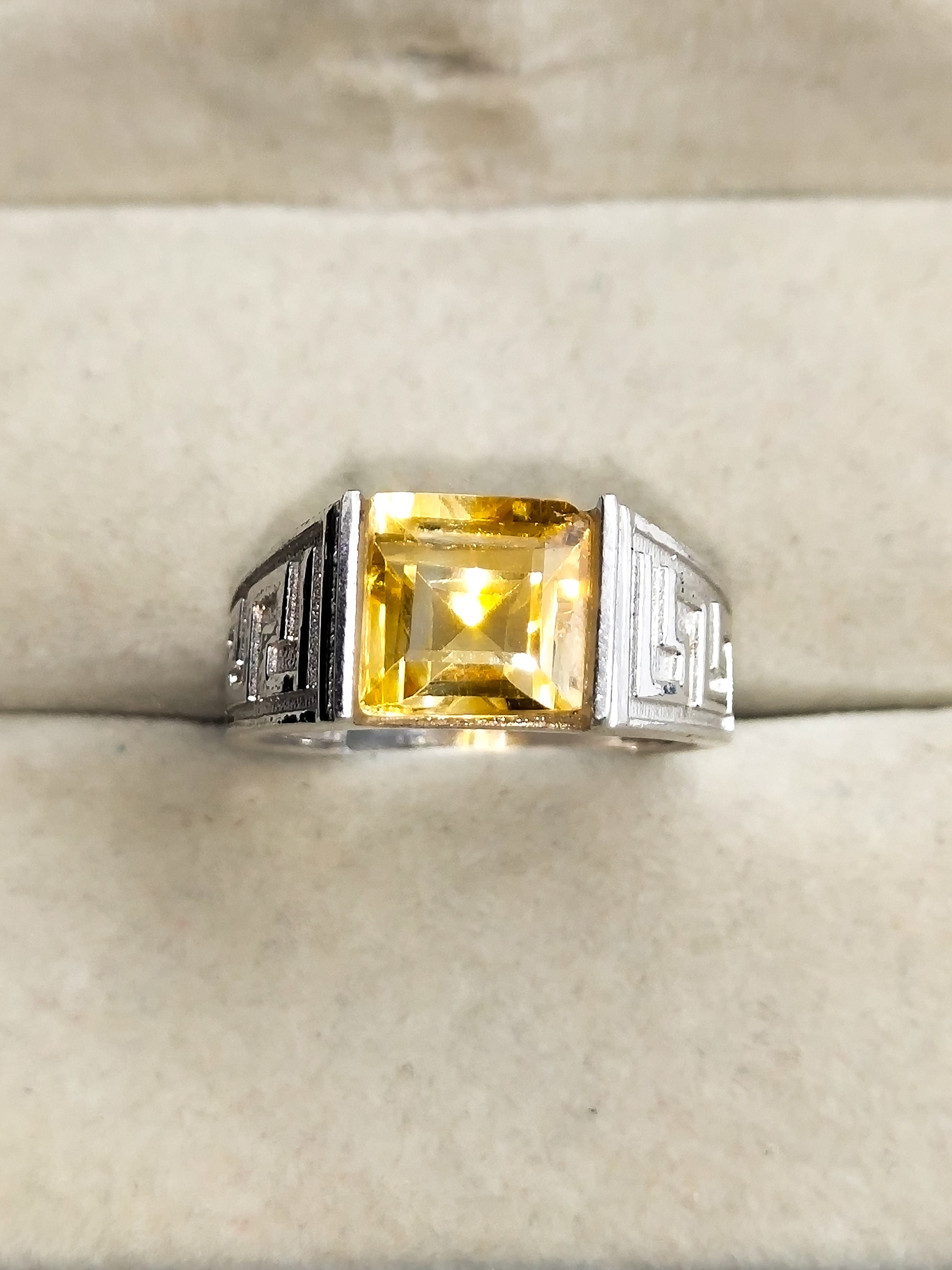 Natural Citrine Men's Ring Sterling Silver Citrine Ring - Etsy