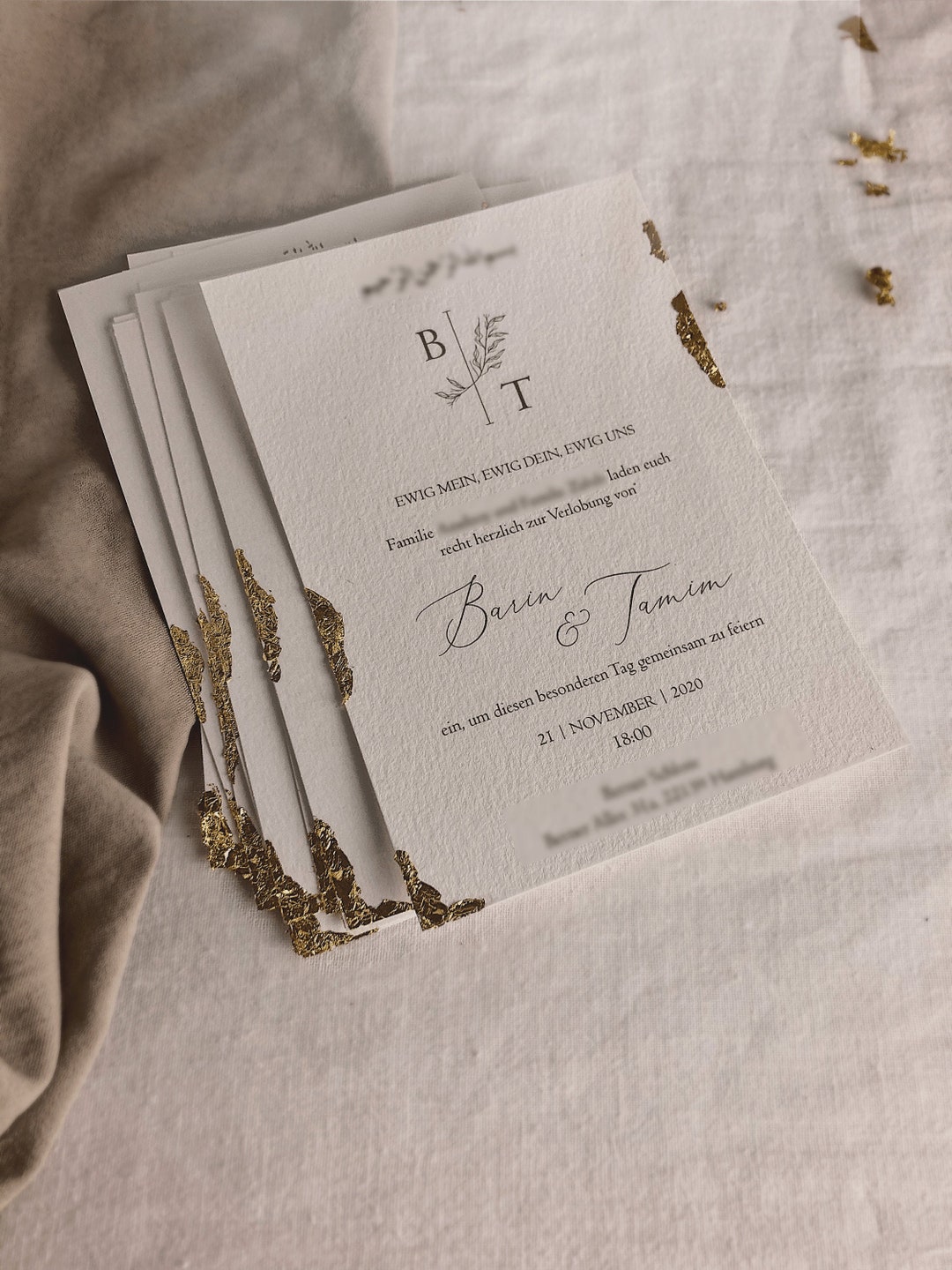 Fantastic Invitations DIN A6 With Gold Leaf and Envelope I Wedding - Etsy