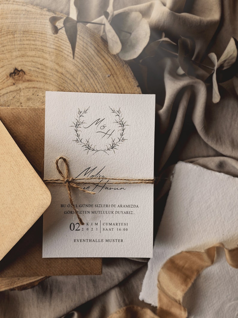 Rustic Invitations With Ribbon & Kraft Paper Envelope | Wedding - 10 ...