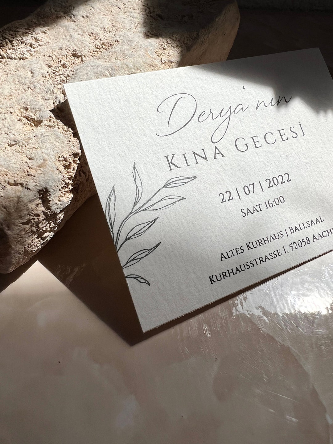 Leaf Invitation | Henna Card, Place Cards, Reply Card DIN A7 | Kina ...