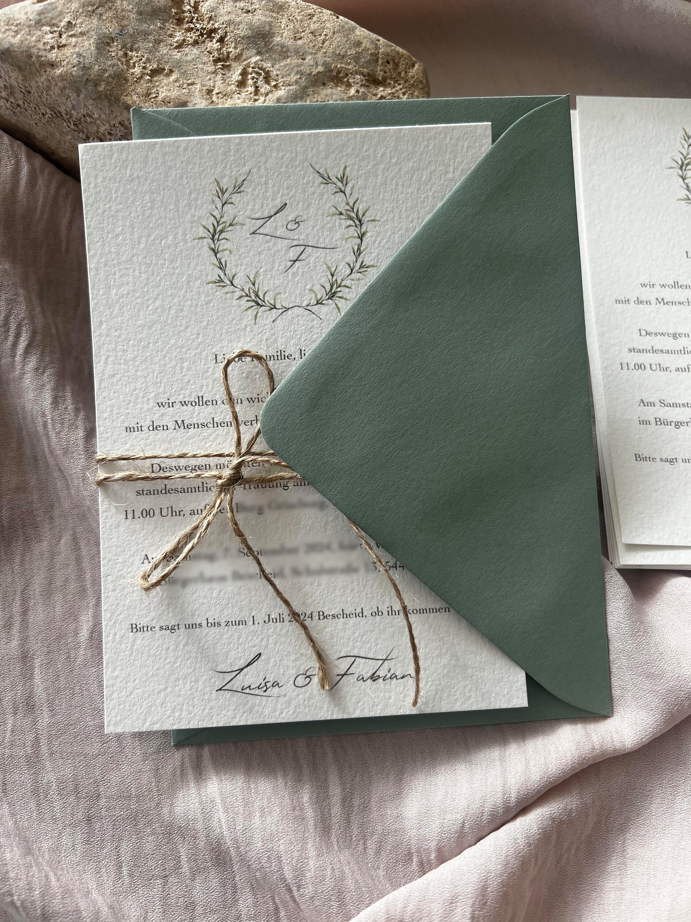 Rustic Invitations With Ribbon & Kraft Paper Envelope | Wedding - 10 ...