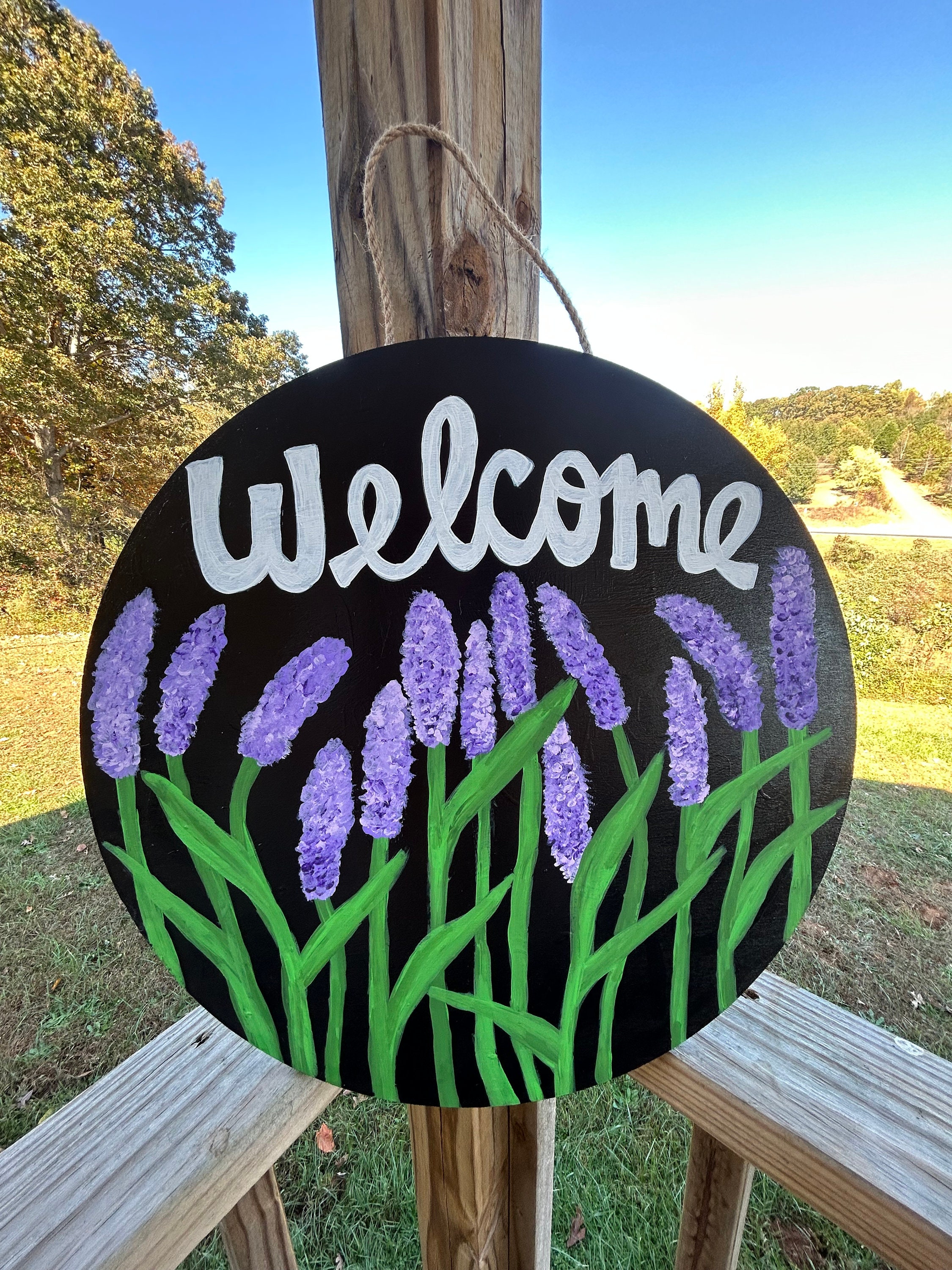 Lavender Welcome Door Sign/ Door Hanger/ Wreath - Etsy